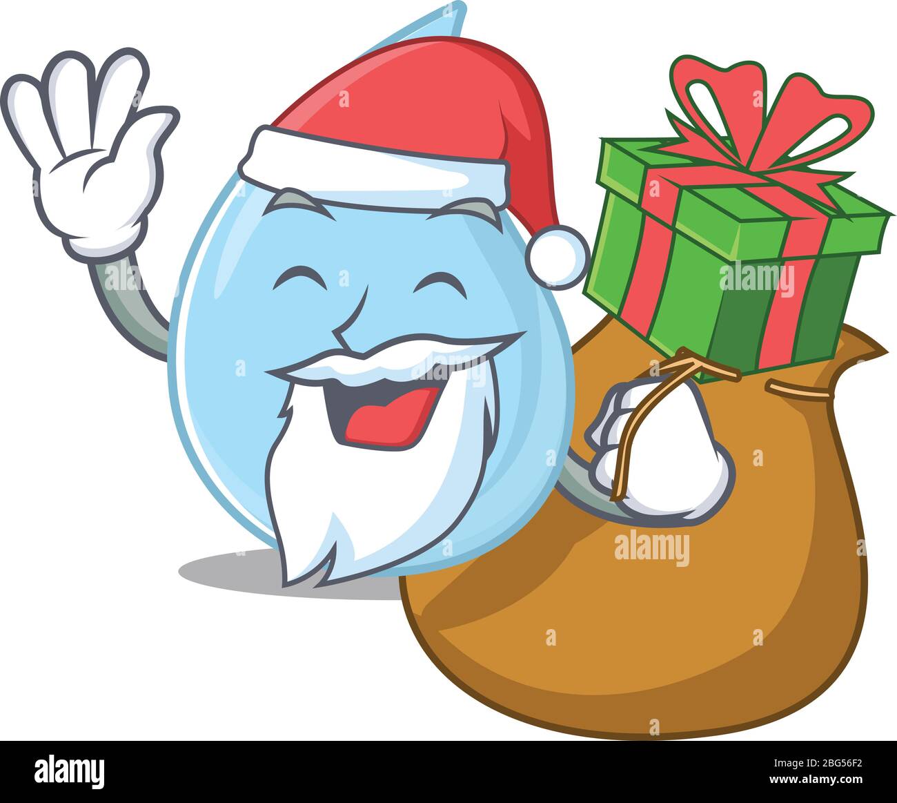 Cartoon design of raindrop Santa with Christmas gift Stock Vector Image ...