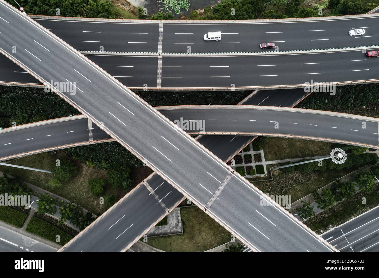 Aerial view of highway and overpass Stock Photo - Alamy