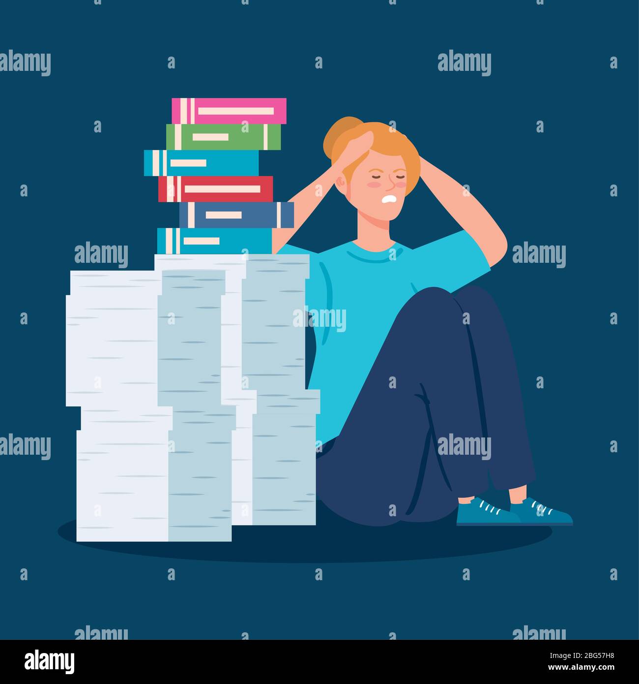 Woman documents stack Stock Vector Images - Alamy