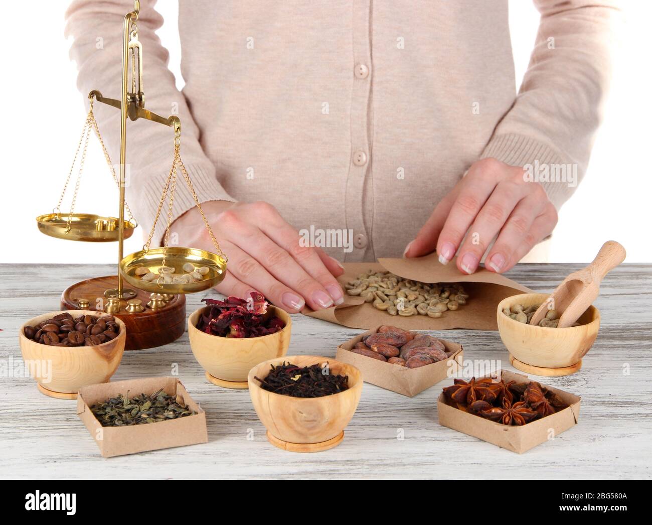 Sale of tea,coffee and different spices Stock Photo - Alamy