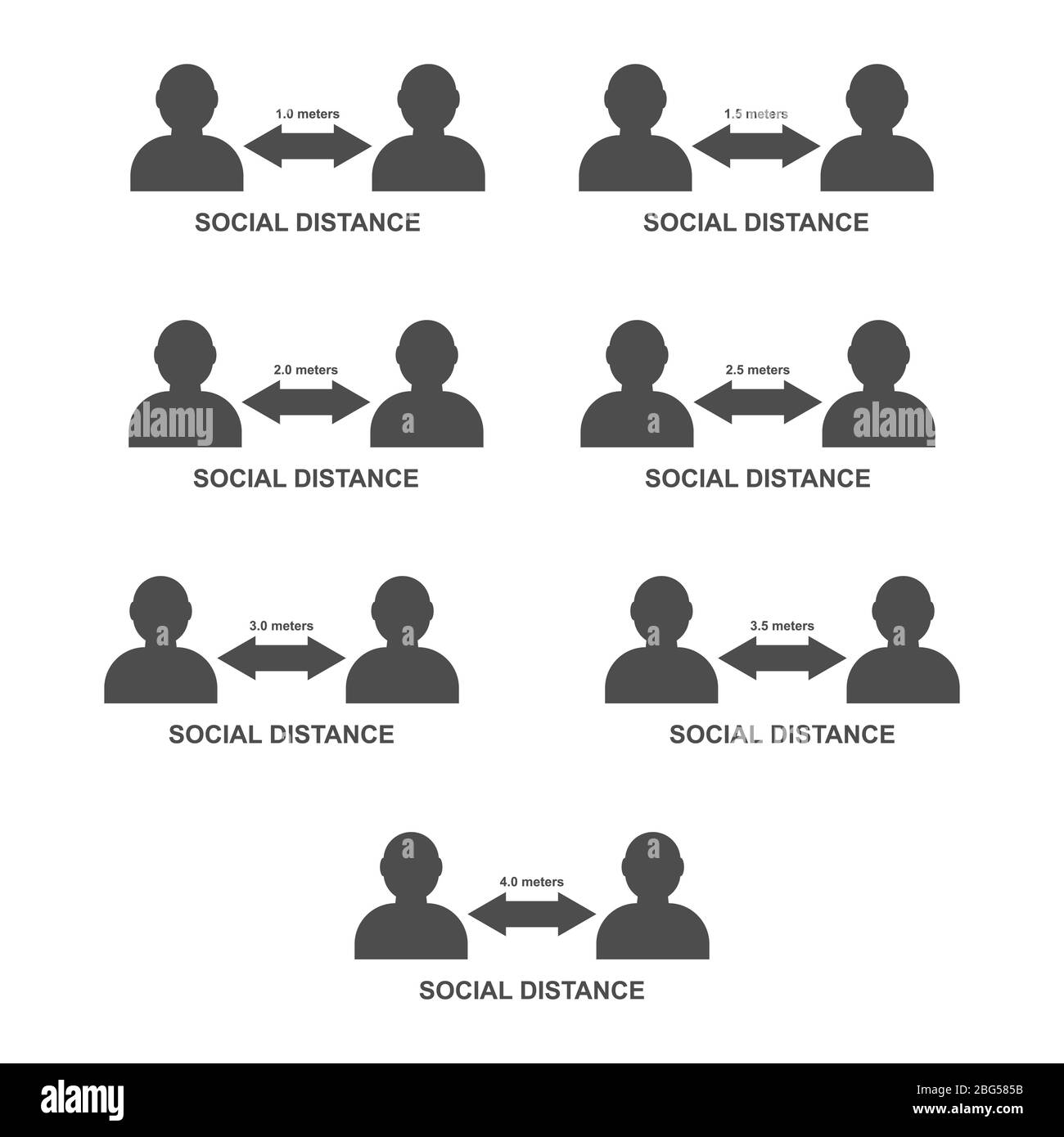 Vector icon of social distance. Flat design isolated on white ...