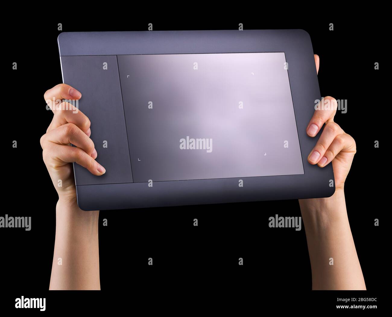 Hand holding graphic tablet for illustratorsand designers isolated on ...