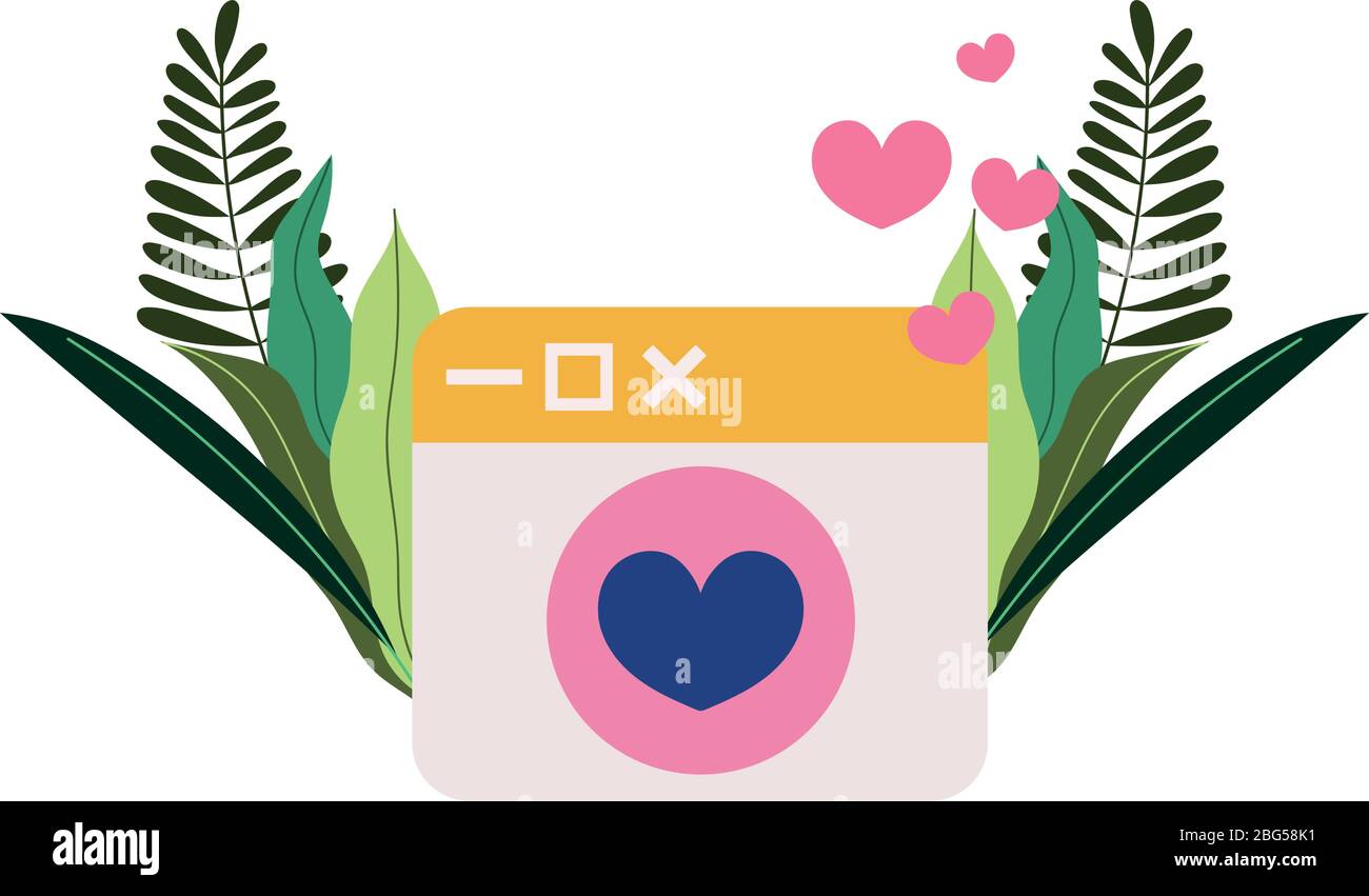 website love chat message hearts romantic foliage background vector ...