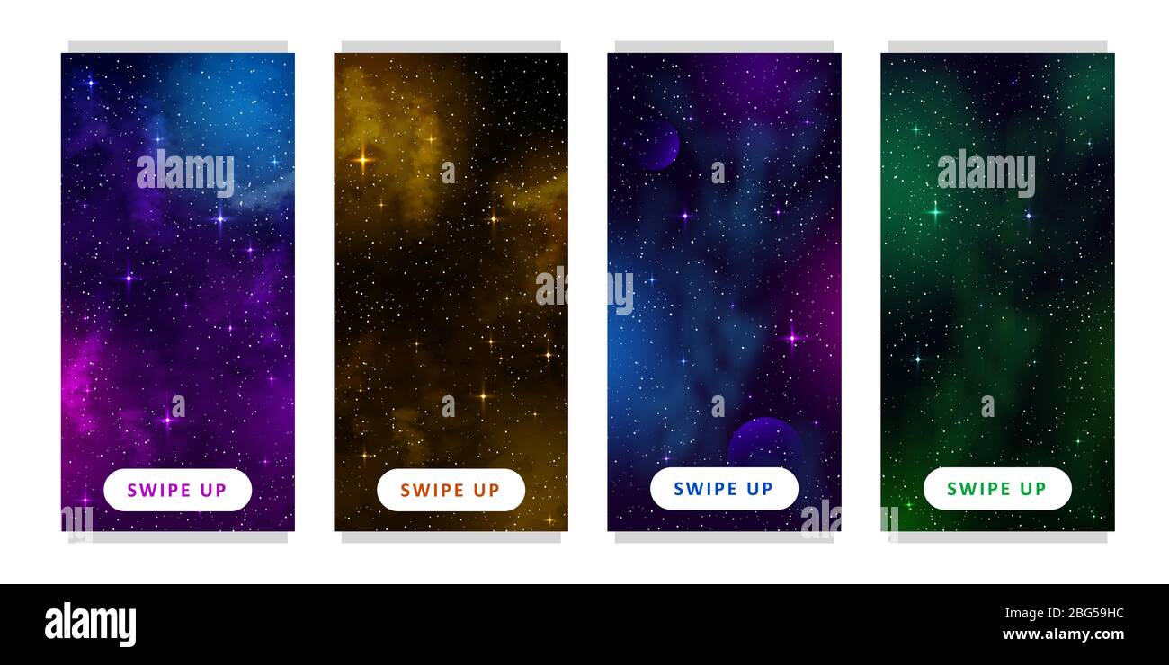 Stories template. Set of space background with abstract shape and stars ...
