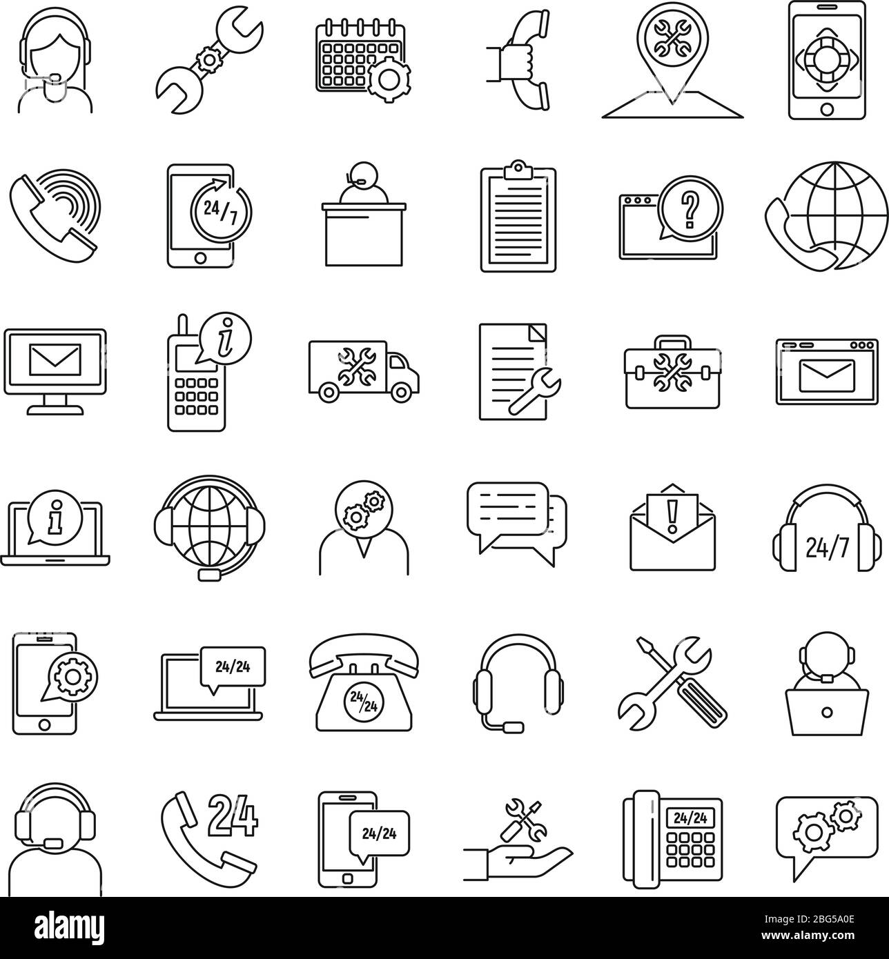 Call service center icons set. Outline set of call service center ...