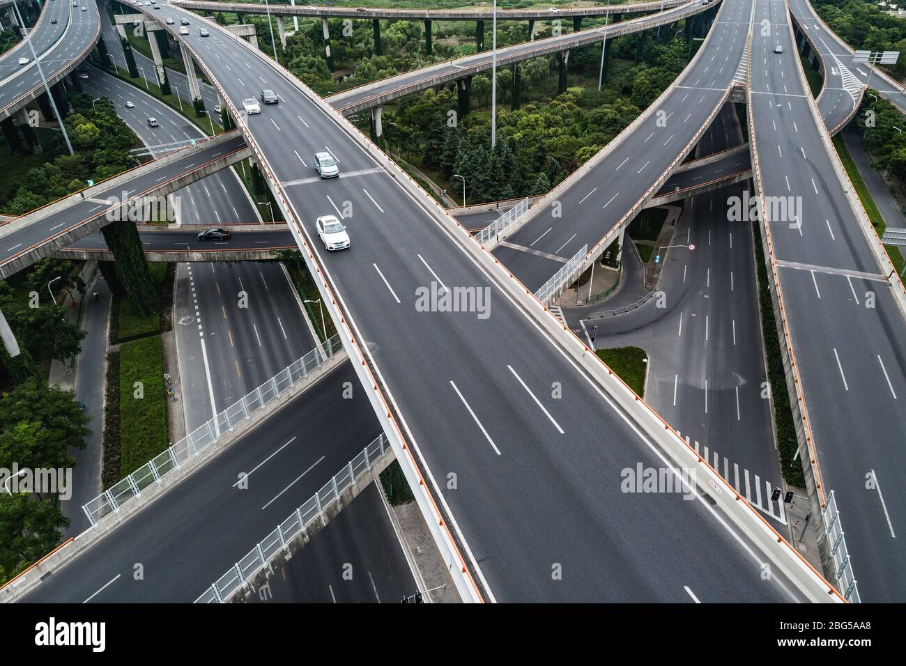 Aerial view of highway and overpass Stock Photo - Alamy