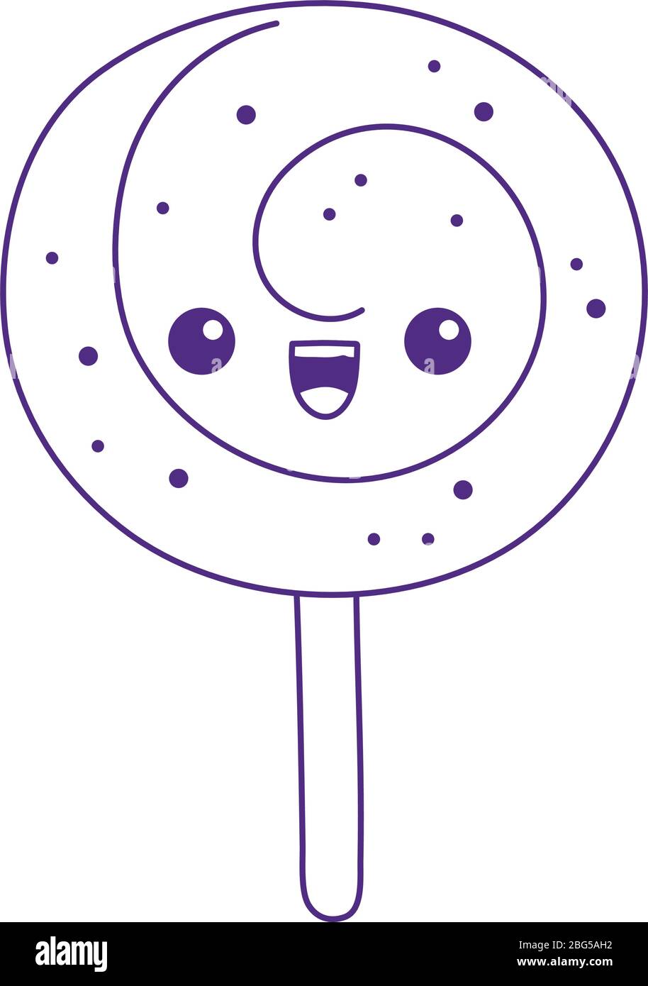 kawaii sweet candy in stick cute cartoon isolated icon on white ...