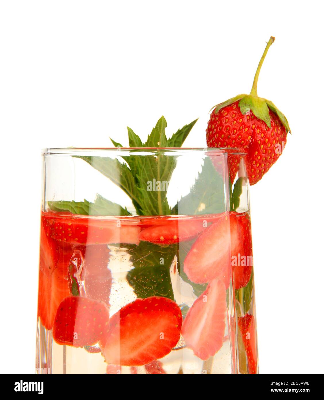 Glass of fruit drink with ice cubes isolated on white Stock Photo - Alamy