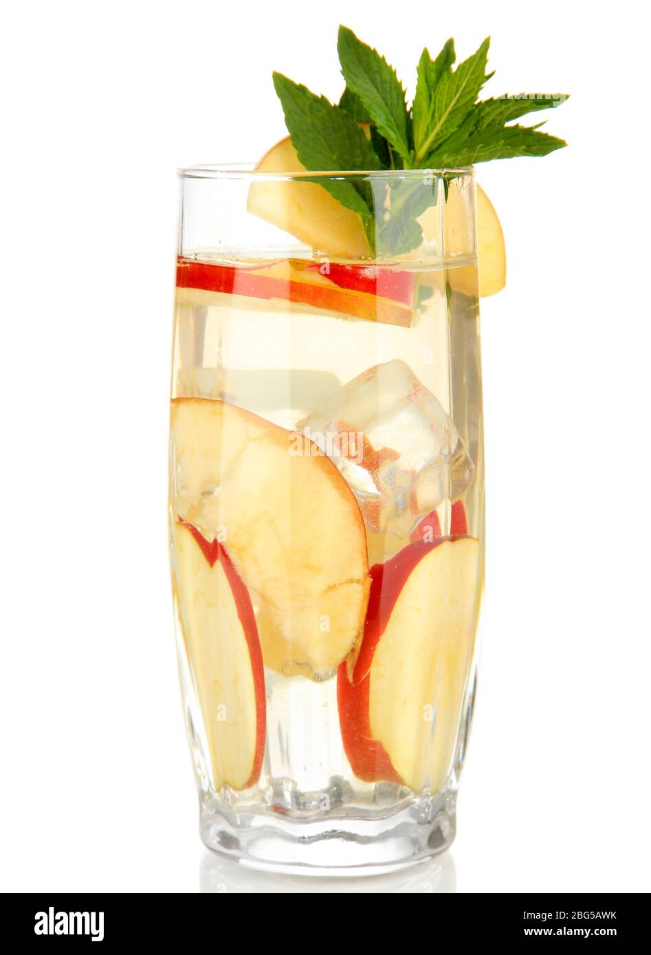 Glass of fruit drink with ice cubes isolated on white Stock Photo - Alamy