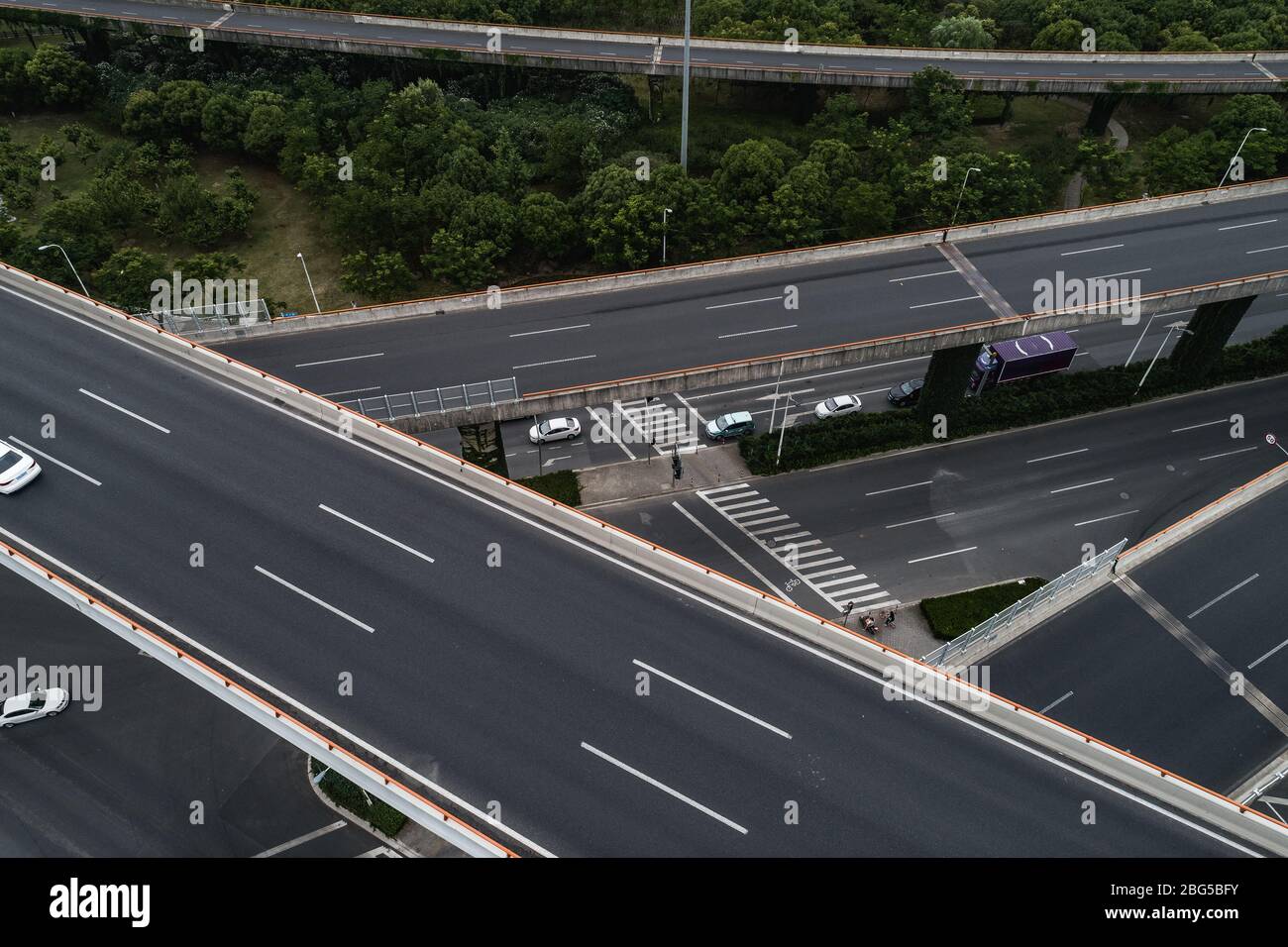 Aerial view of highway and overpass Stock Photo - Alamy