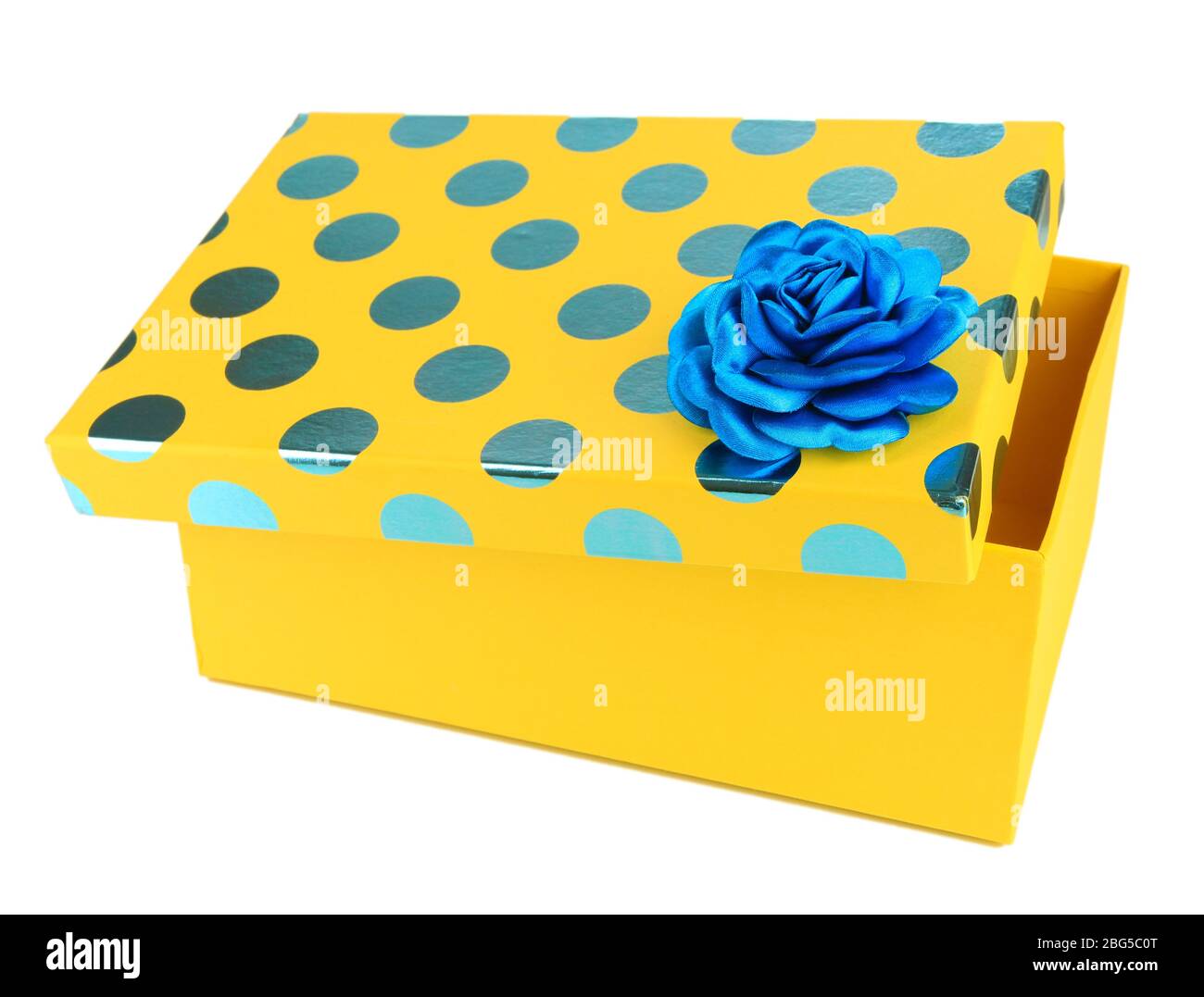 Yellow box for gifts isolated on white Stock Photo - Alamy