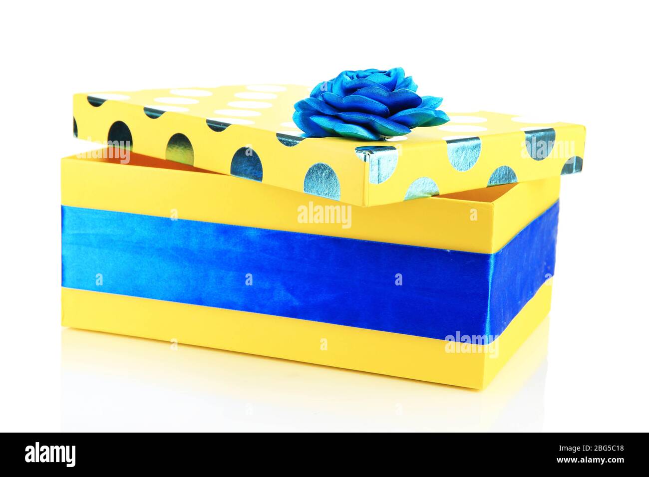 Yellow box for gifts isolated on white Stock Photo - Alamy
