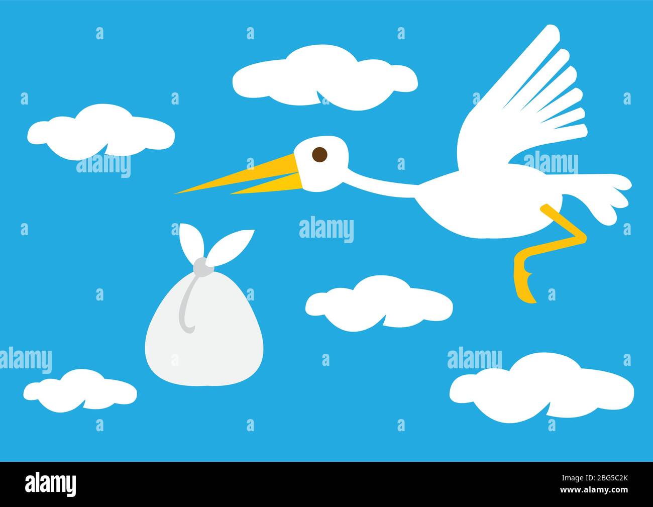 Baby shower announcement card with flying bird. Vector illustration ...