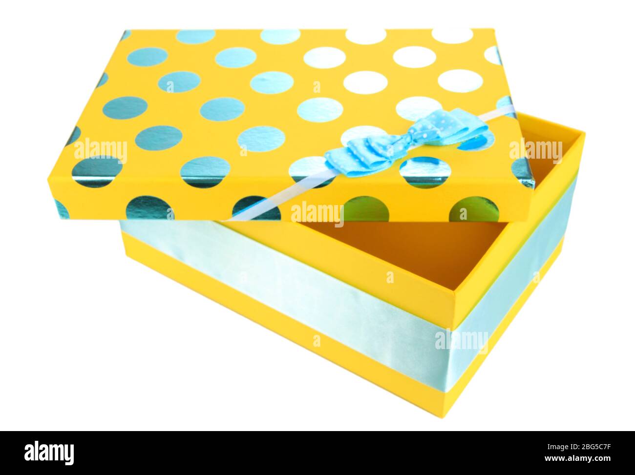 Yellow box for gifts isolated on white Stock Photo - Alamy
