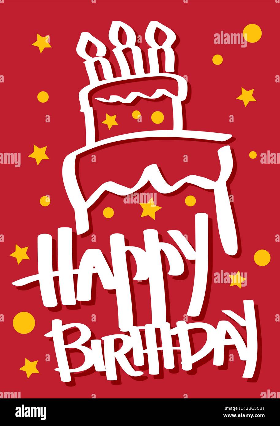 A red colored Vector Birthday Card with a cake Stock Vector Image & Art ...