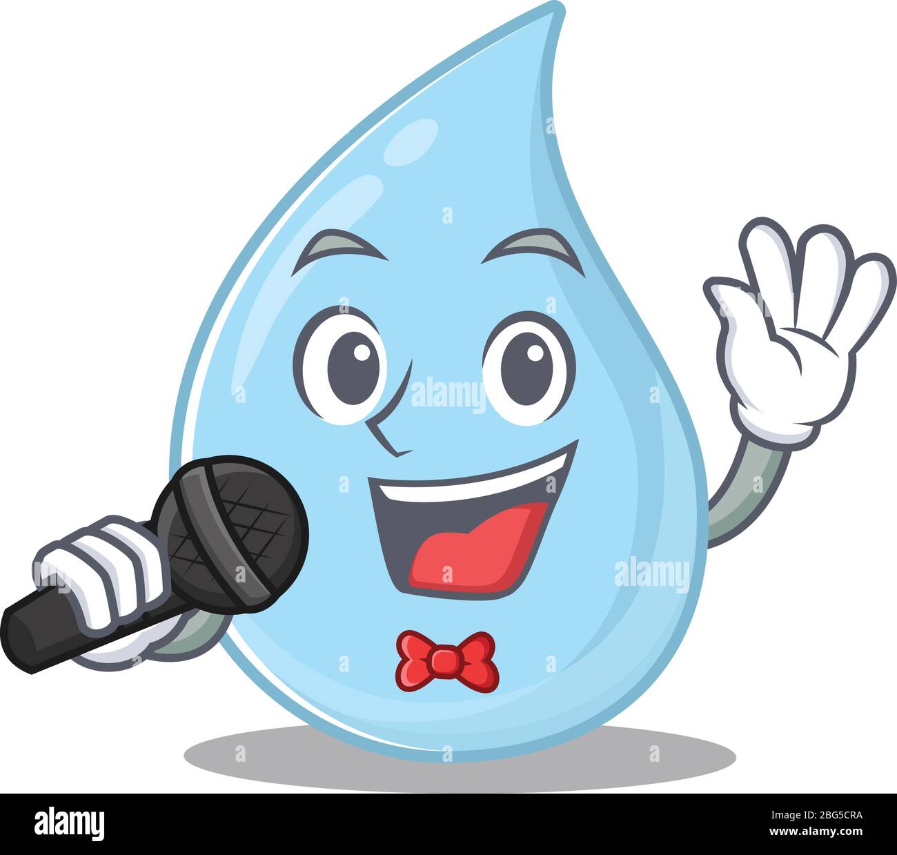 Talented singer of raindrop cartoon character holding a microphone ...
