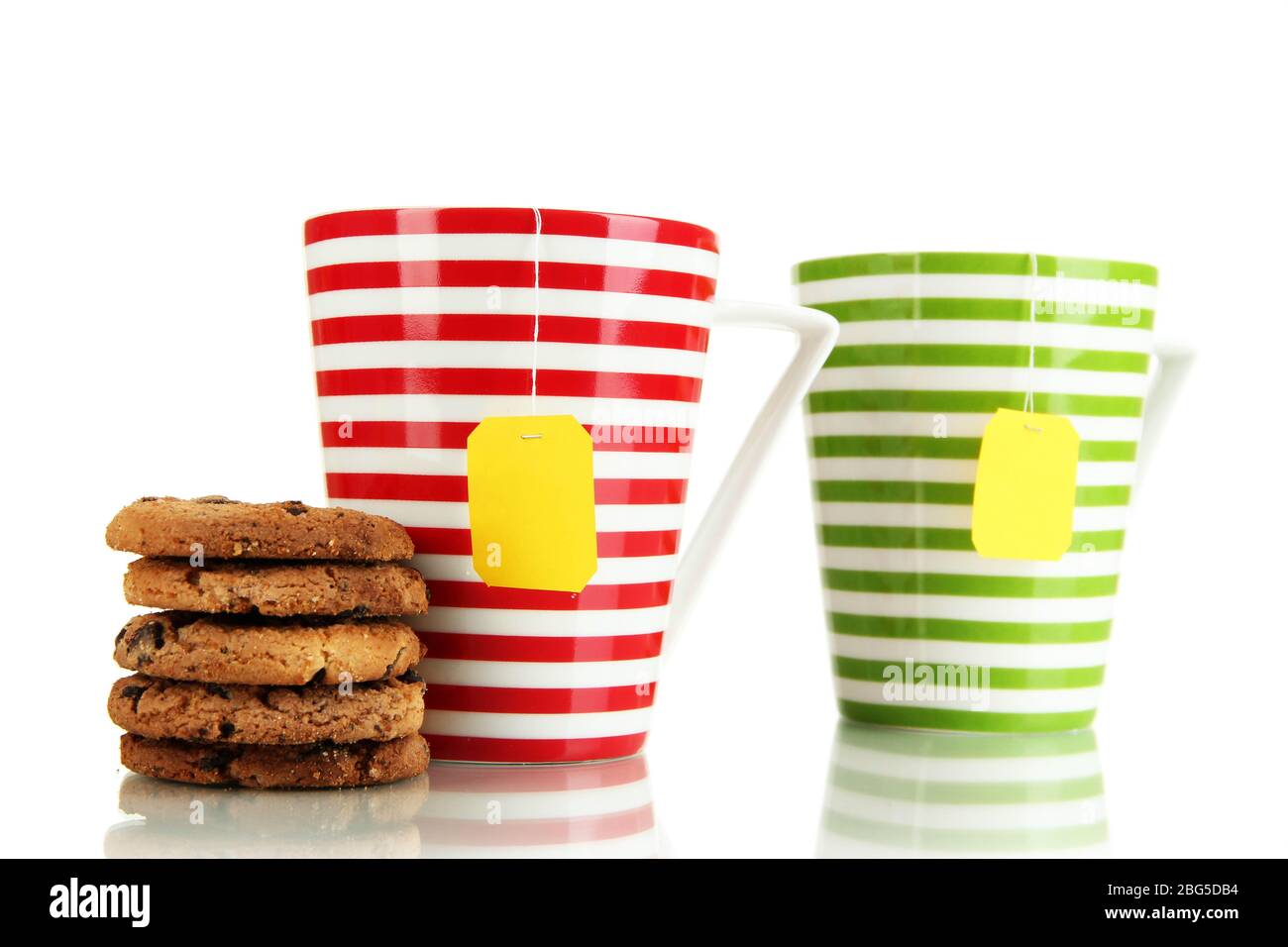 Cups on white background Stock Photo - Alamy