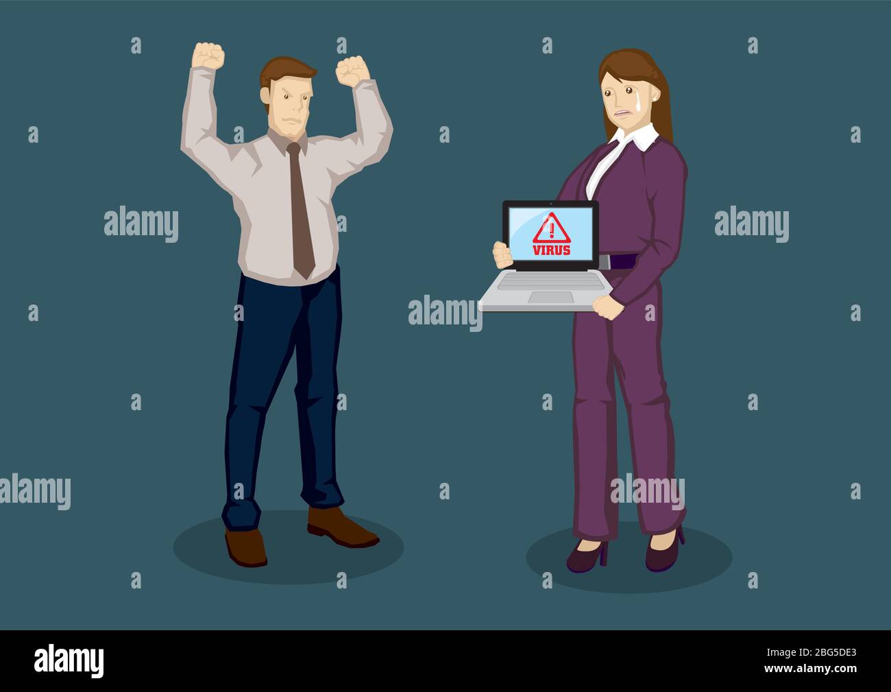 Employer angry with upset worker whose laptop is infected by computer ...