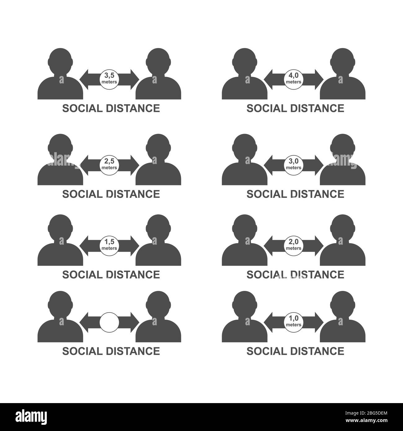 Vector icon of social distance. Flat design isolated on white ...