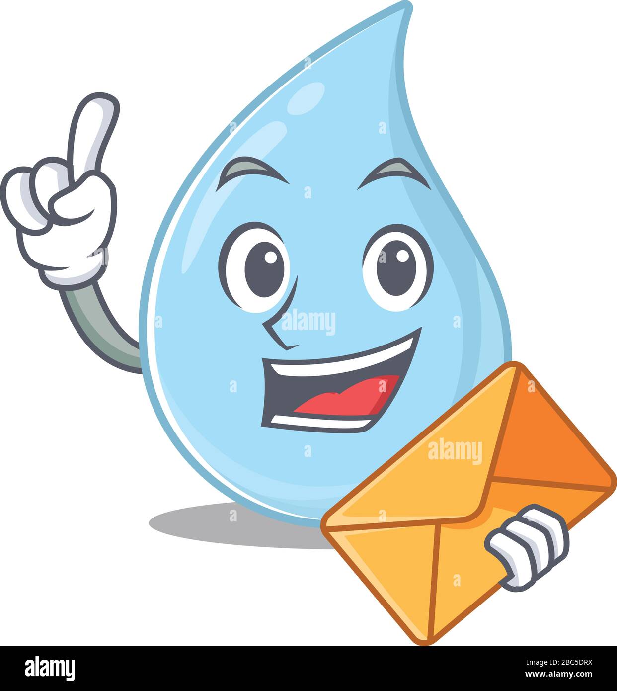 Happy raindrop mascot design concept with brown envelope Stock Vector Image & Art - Alamy