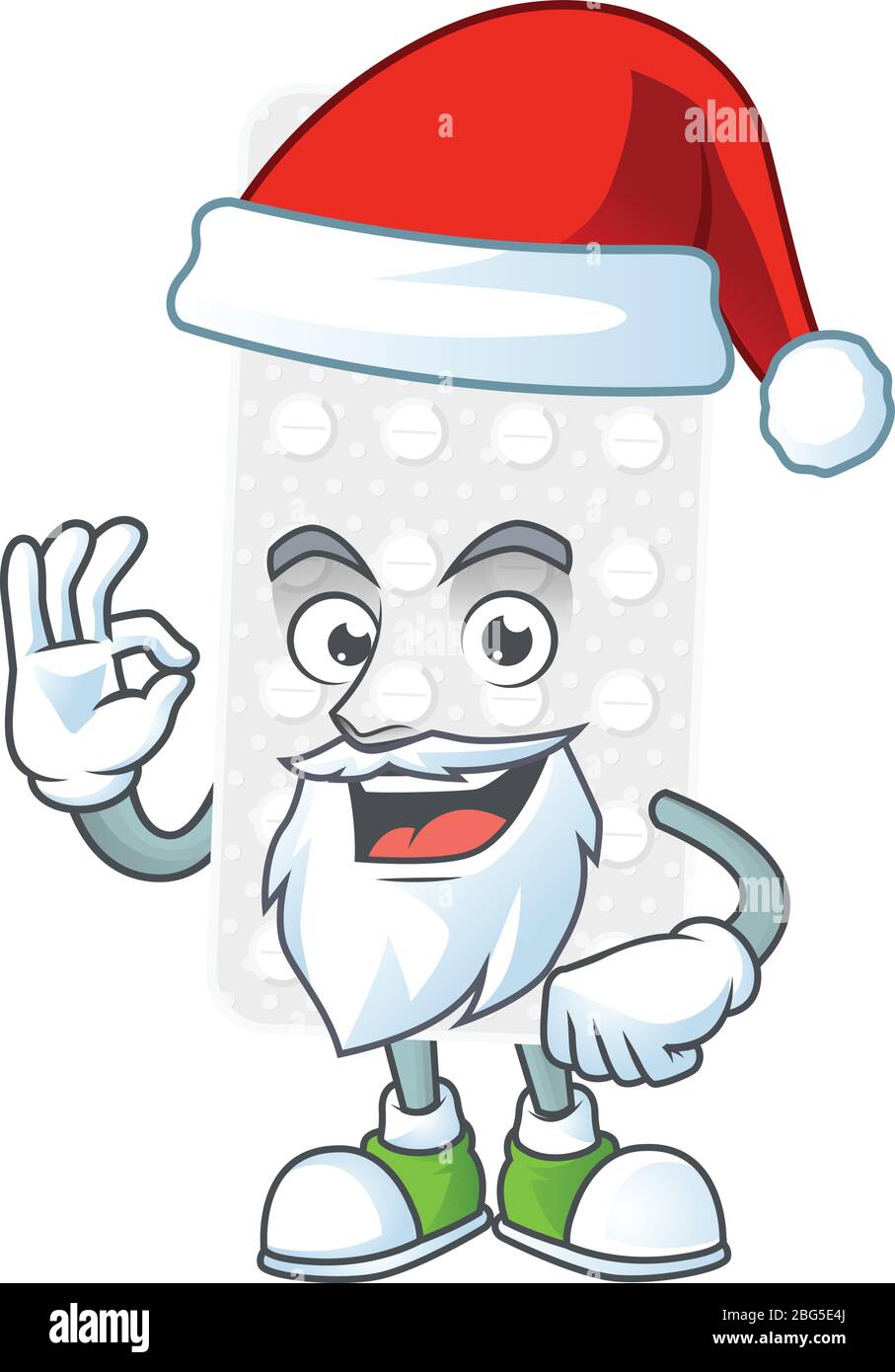 Friendly pills Santa cartoon character design with ok finger Stock ...