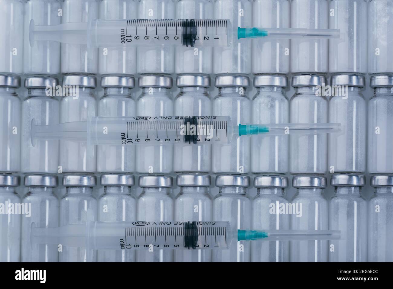 Medicine, Injection, vaccine and disposable syringe, drug concept ...