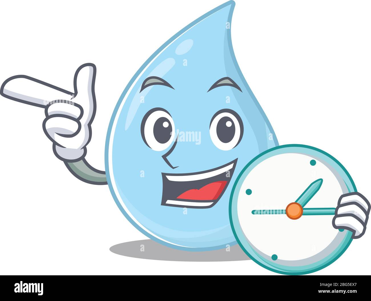 Raindrop mascot design concept smiling with clock Stock Vector Image ...