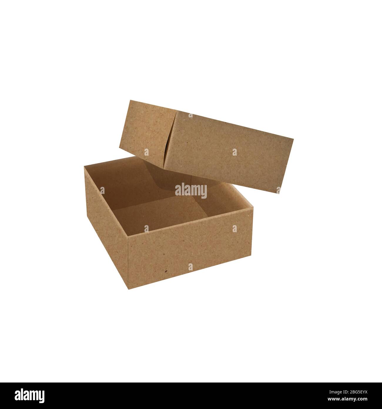 Vector kraft paper opened square box realistic illustration. Isolated 3 ...