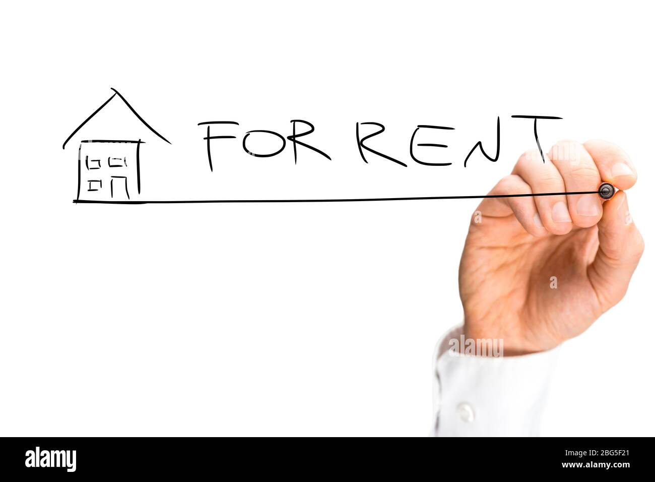 Hand Drawing House For Rent Design Isolated on White Background Stock ...