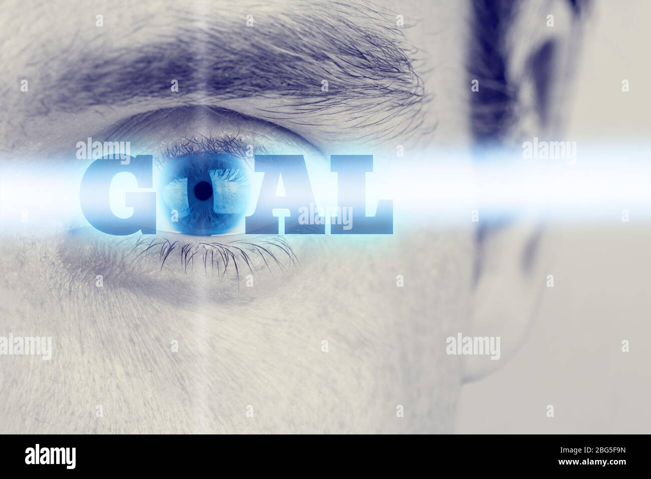 Futuristic image with word Goal using human eye as the letter o ...