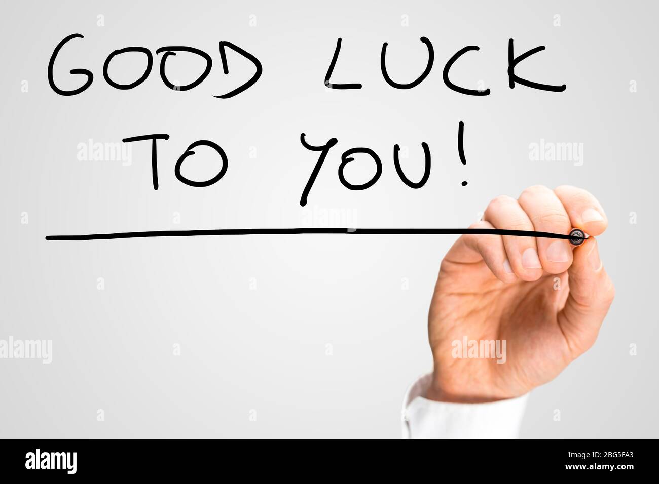 Male hand writing phrase Good luck to you on virtual screen Stock Photo ...