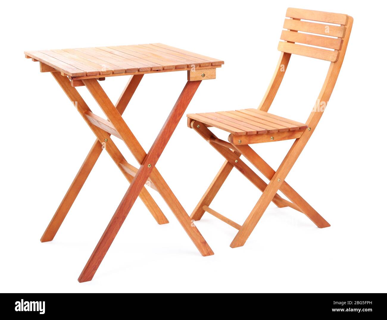 Wooden table with chair isolated on white Stock Photo - Alamy