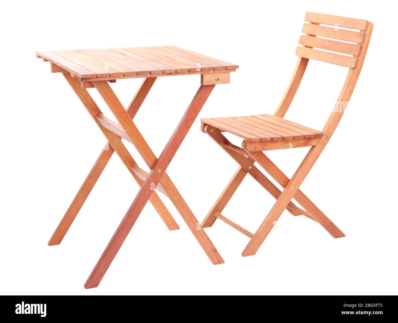 Wooden table with chair isolated on white Stock Photo - Alamy