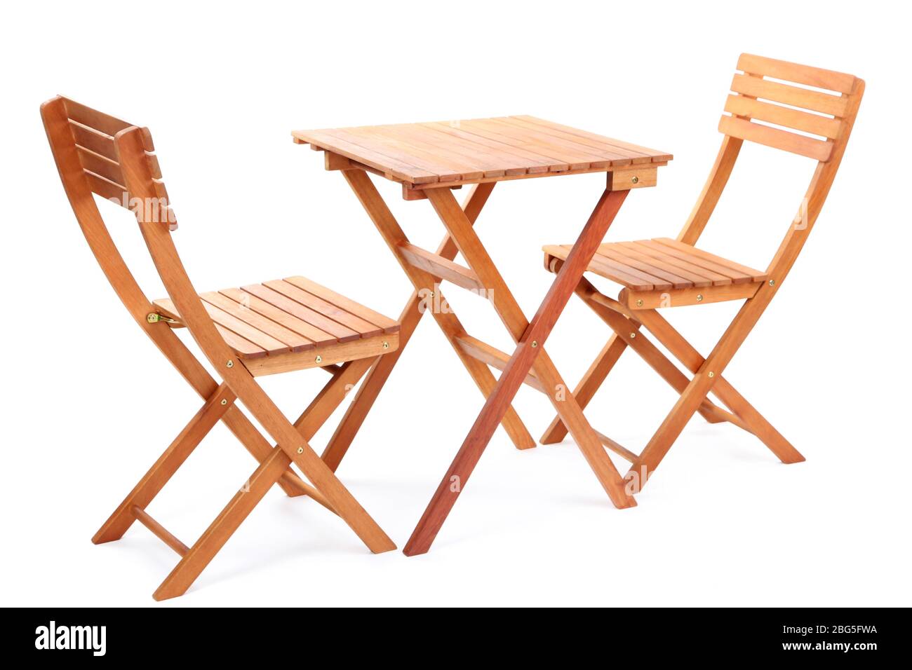 Wooden table with chairs isolated on white Stock Photo - Alamy