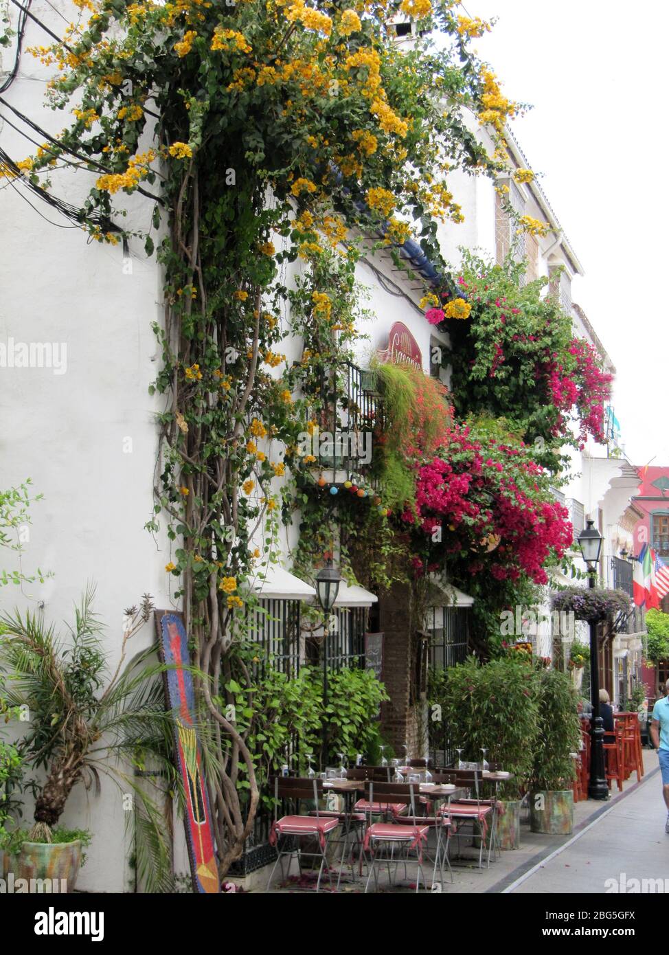 Marbella old town. Colourful side street of old historic centre of ...
