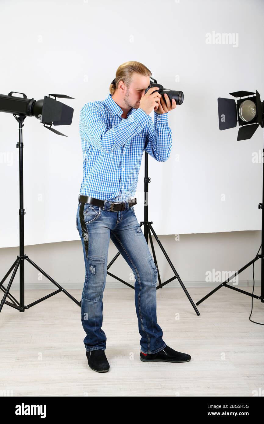 Professional handsome reporter working hi-res stock photography and ...
