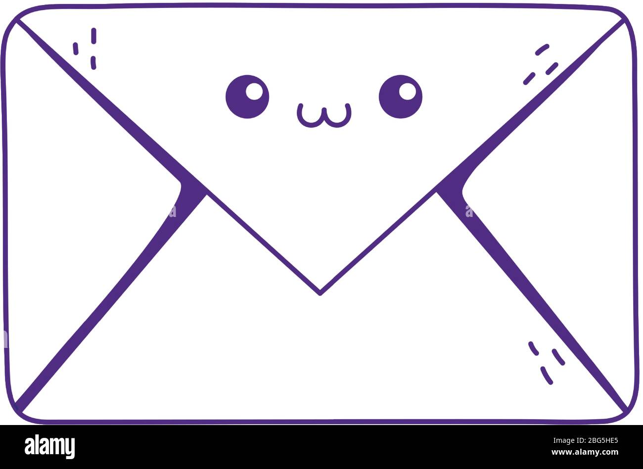 kawaii envelope message cute cartoon isolated icon on white background ...