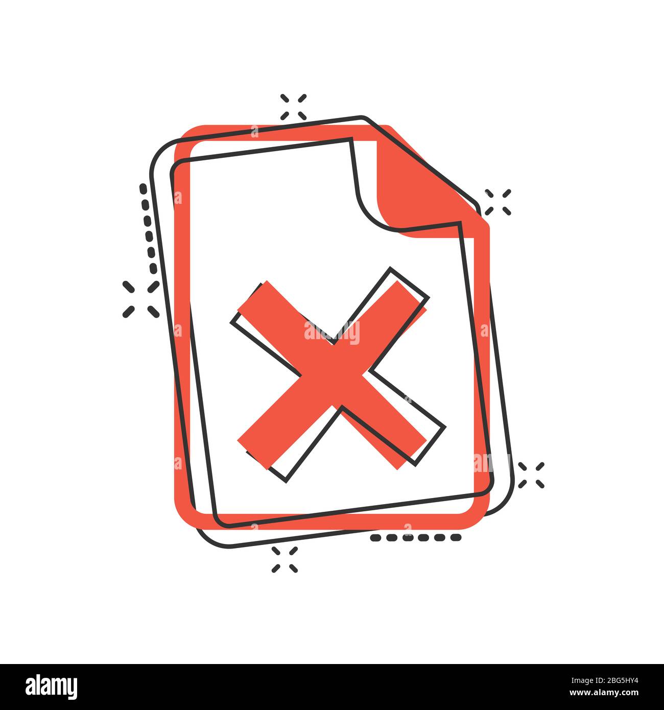 Document error icon in comic style. Broken report cartoon vector ...