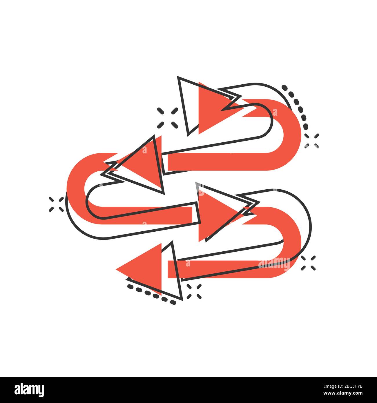 Arrow growth icon in comic style. Evolution cartoon vector illustration ...