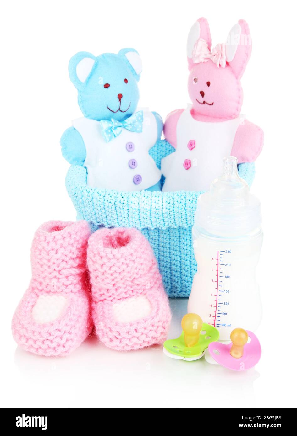 Baby accessories isolated on white Stock Photo - Alamy