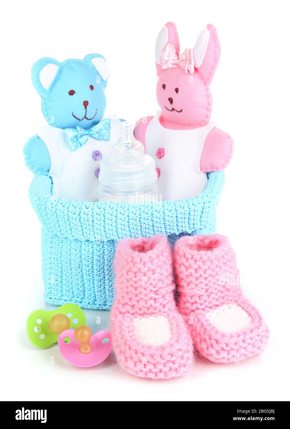 Baby accessories isolated on white Stock Photo - Alamy