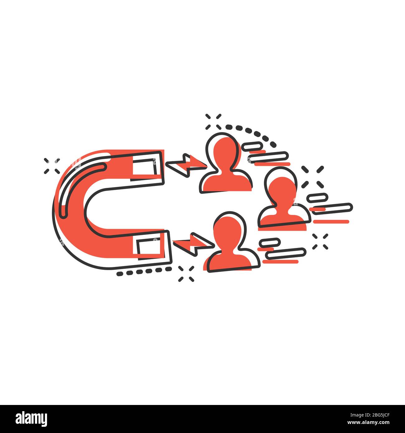 Lead conversion icon in comic style. Attract cartoon vector illustration on white isolated ...