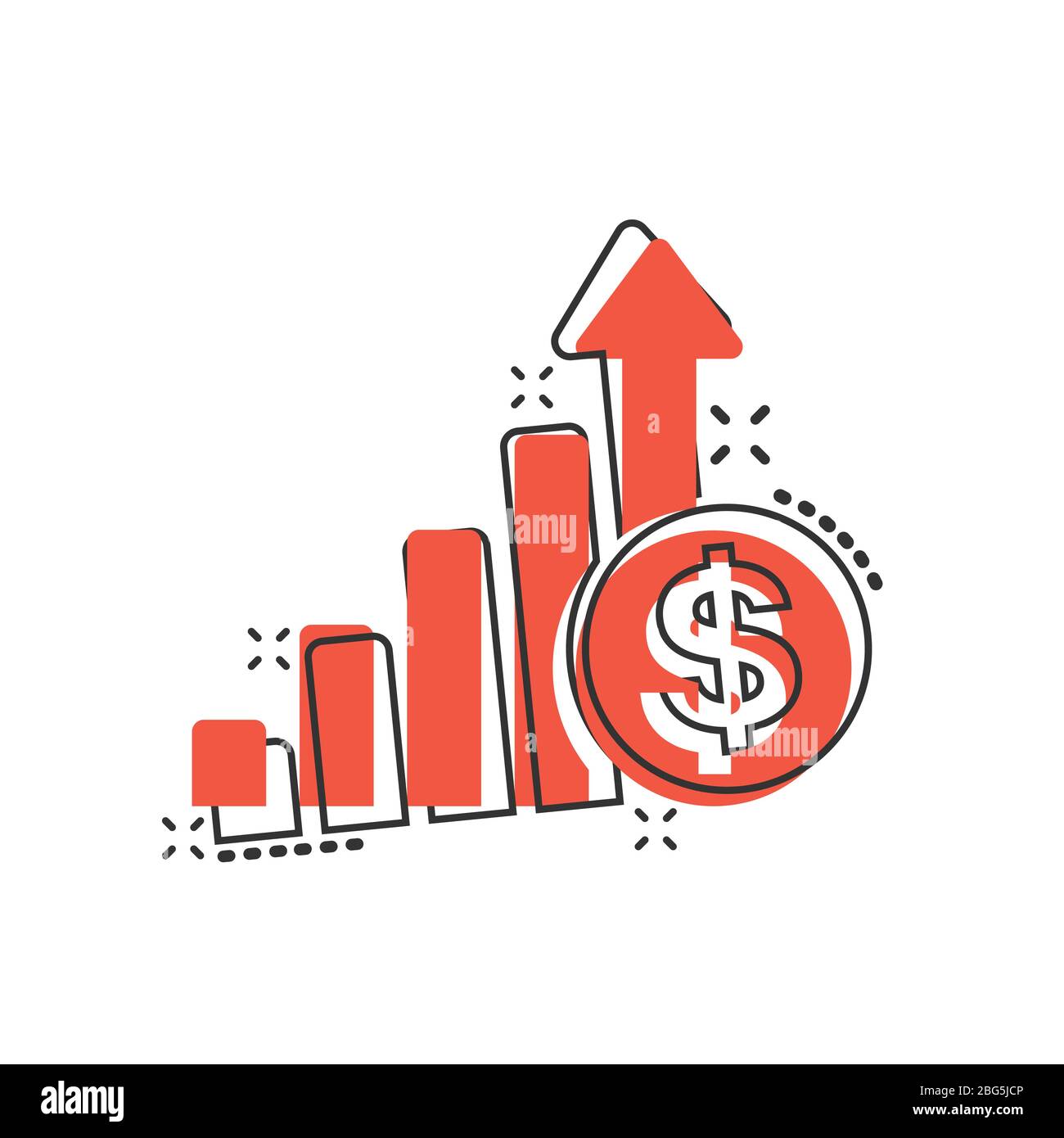 Growth arrow icon in comic style. Revenue cartoon vector illustration ...