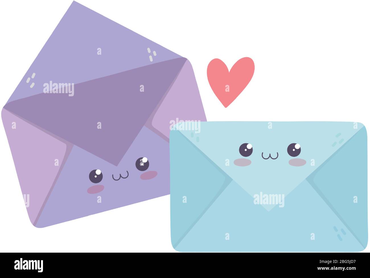 cute envelope love hearts kawaii cartoon character vector illustration ...