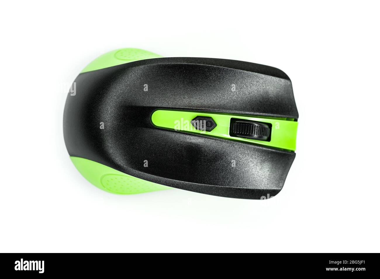 black with green wireless mouse on white background Stock Photo - Alamy