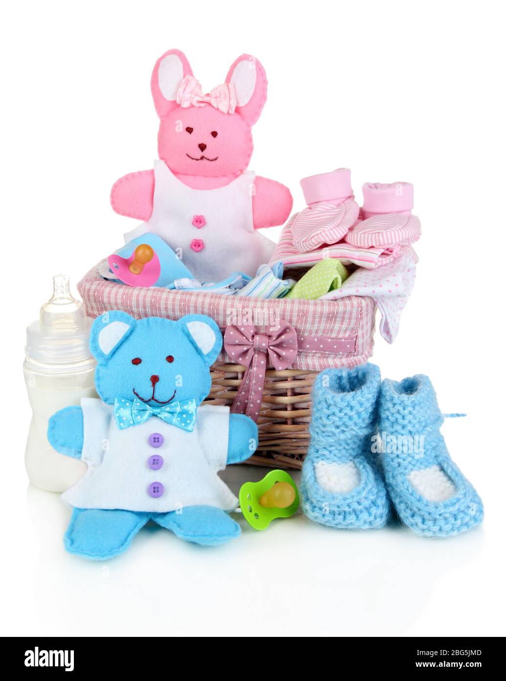Baby accessories isolated on white Stock Photo - Alamy