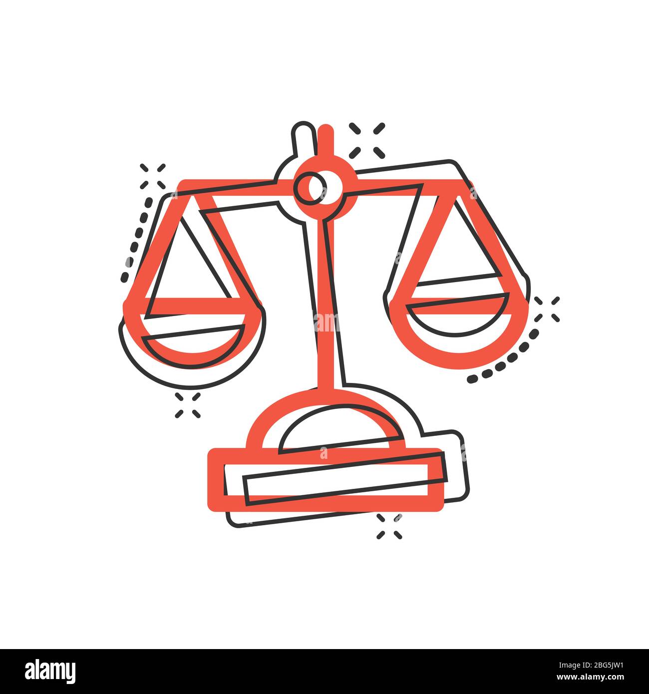 Scale balance icon in comic style. Justice cartoon vector illustration ...