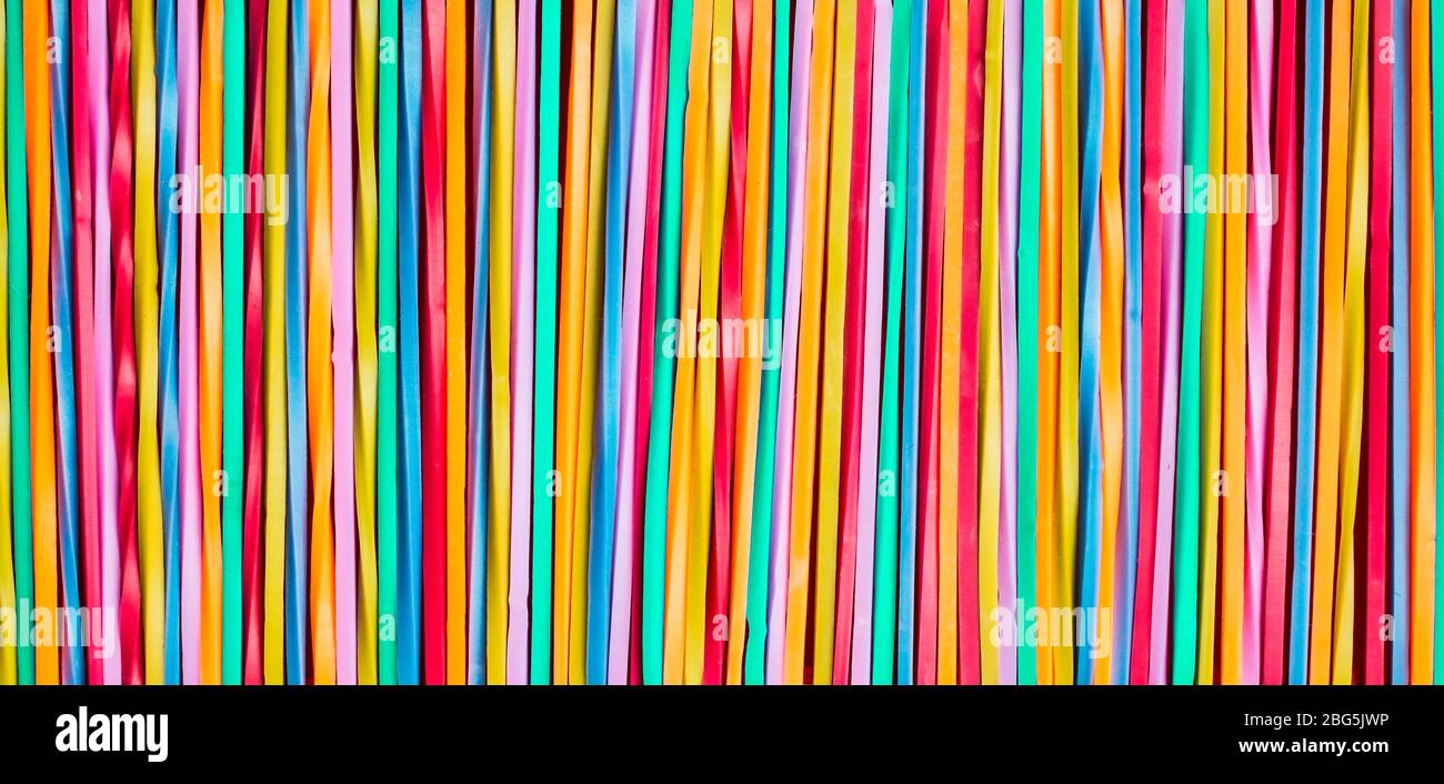 Colorful background rainbow colors rubber bands Stock Photo - Alamy