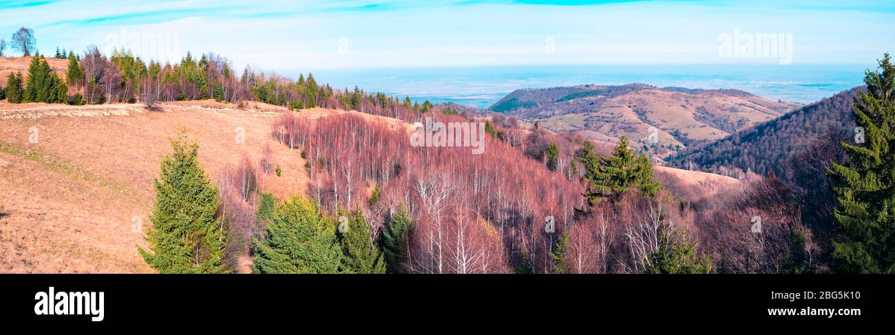 hills in the fall season, Fantanele village, Sibiu county, Cindrel ...