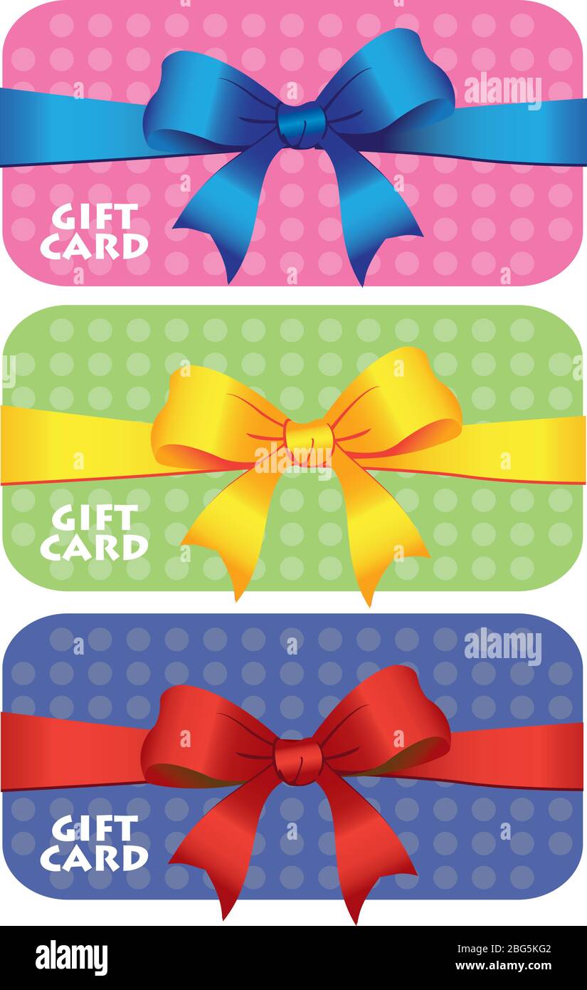 Colorful gift cards with ribbons. Vector background Stock Vector Image ...